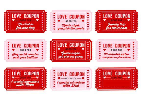 Free Printable Love Coupons For Kids On Valentine s Day Catch My Party