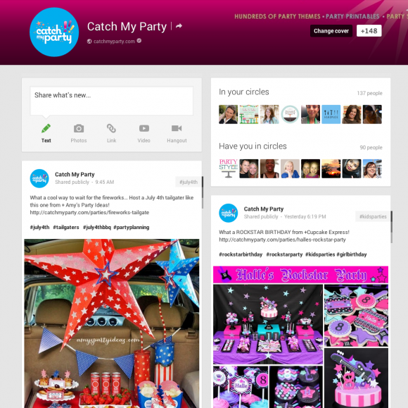 Catch My Party is on Google+... Are you? | Catch My Party