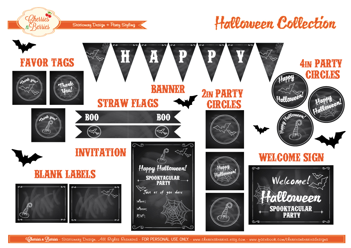 Free Retro Chalkboard Halloween Printables from Cherries n' Berries ...