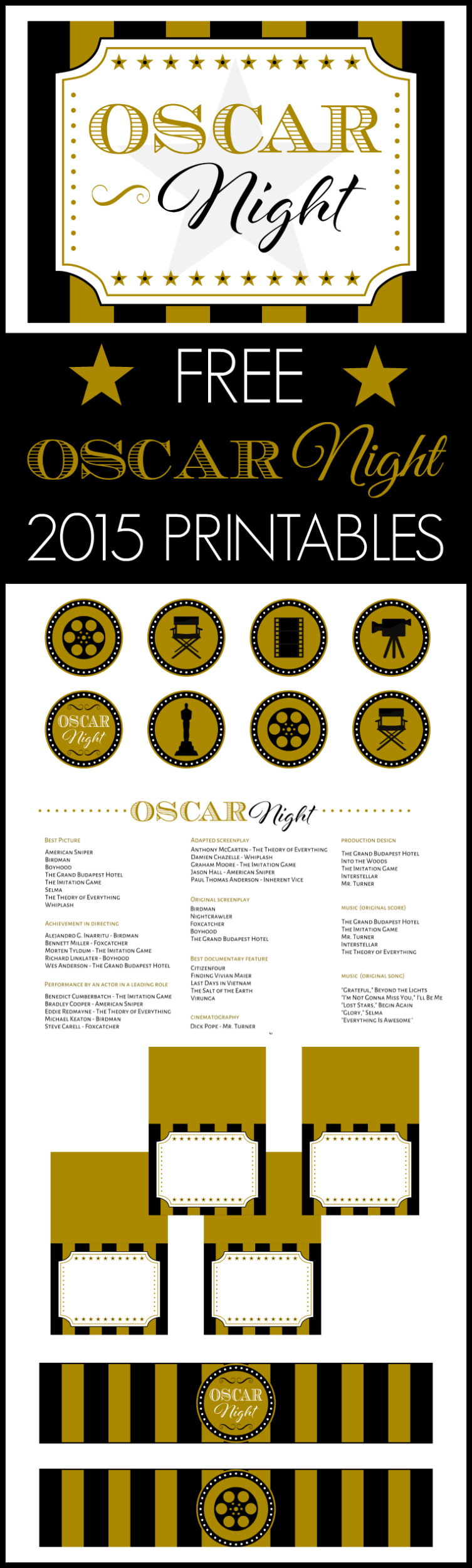Free 2015 Oscar Night Party Printables | Catch My Party