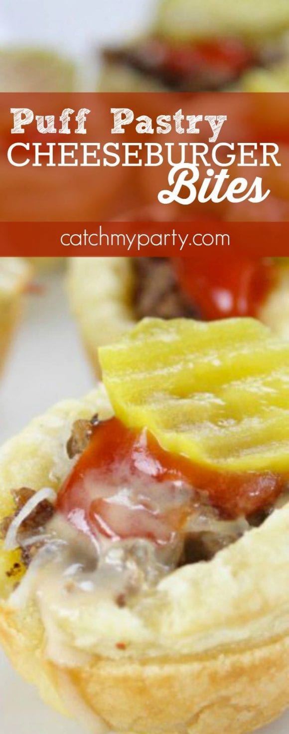 Puff Pastry Cheeseburger Bites | Catch My Party