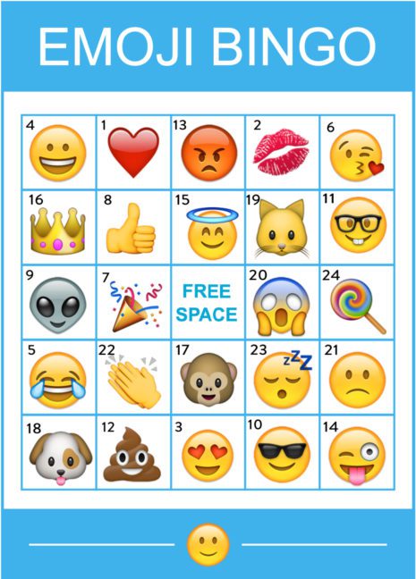 Free Printable Emoji Bingo Game for Kids, Teens & Parties (8 Unique ...