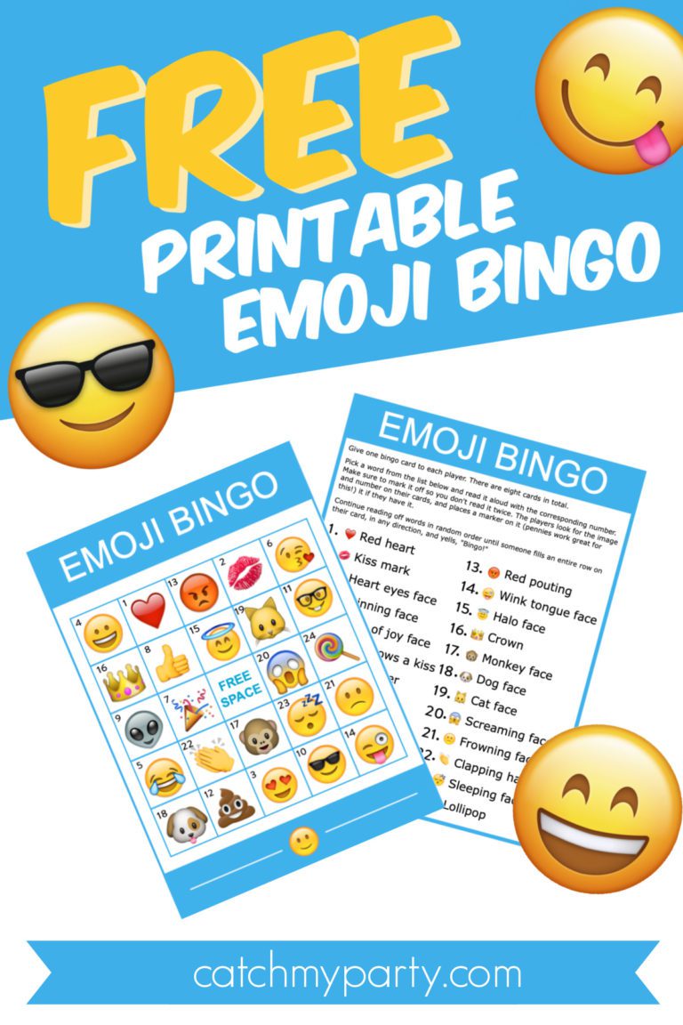 Free Printable Emoji Bingo Game for Kids, Teens & Parties (8 Unique ...