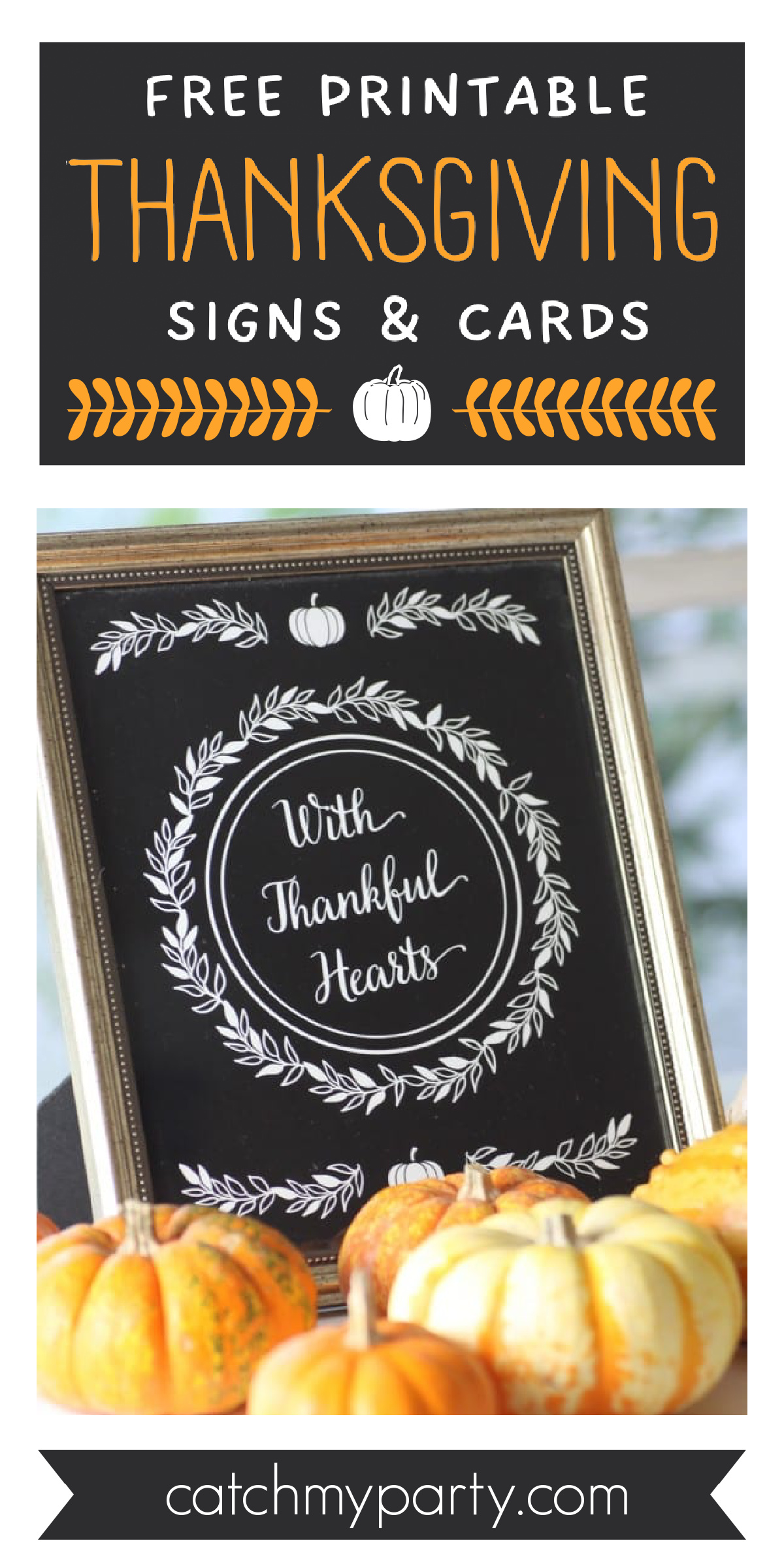 Free Printable "With Thankful Hearts" Thanksgiving Sign and Cards ...