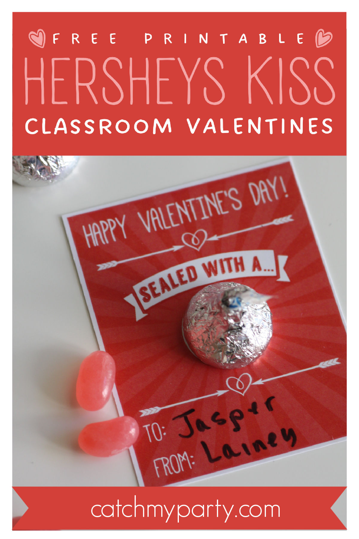 Free Printable Hershey's Kiss Classroom Valentines | Catch My Party