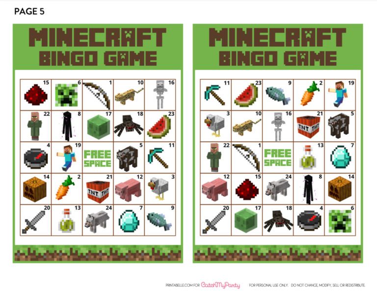 FREE Fantastic Printable Minecraft Bingo Game! | Catch My Party