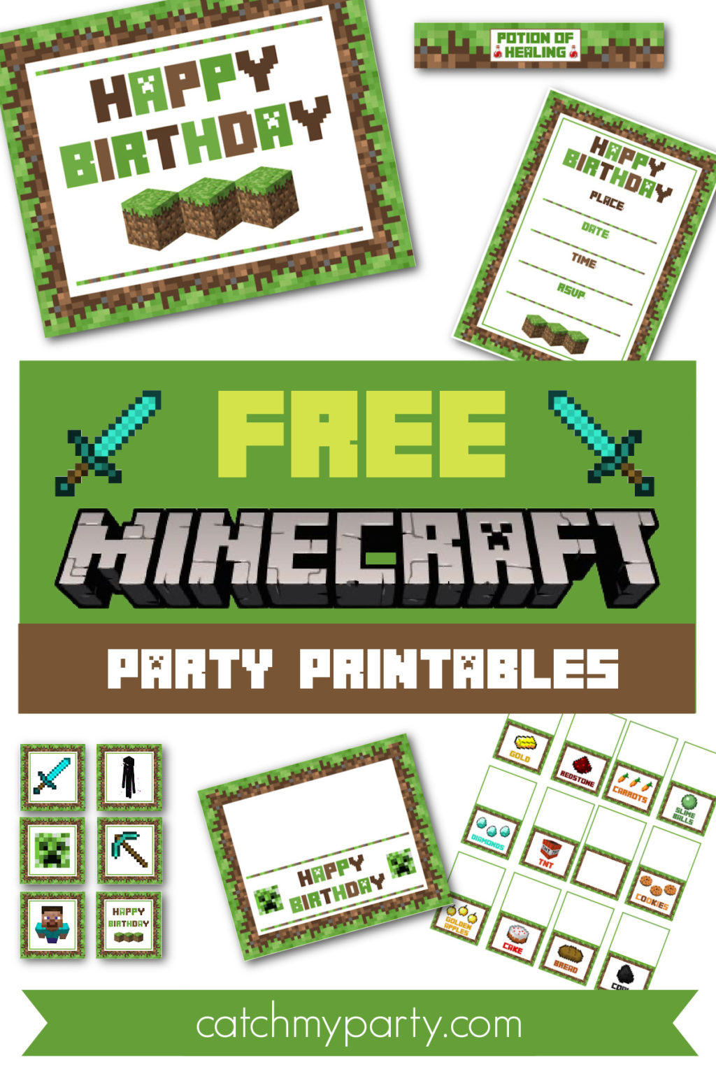 Download These Awesome FREE Minecraft Party Printables! | Catch My Party