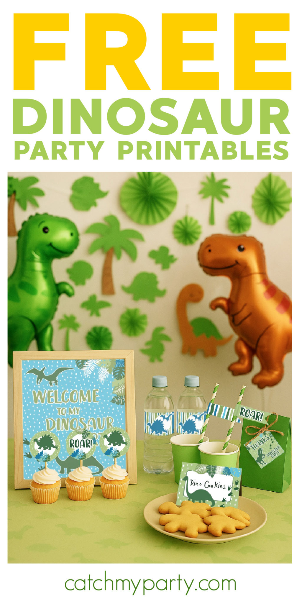 Download These Free Dinosaur Birthday Party Printables NOW! | Catch My ...