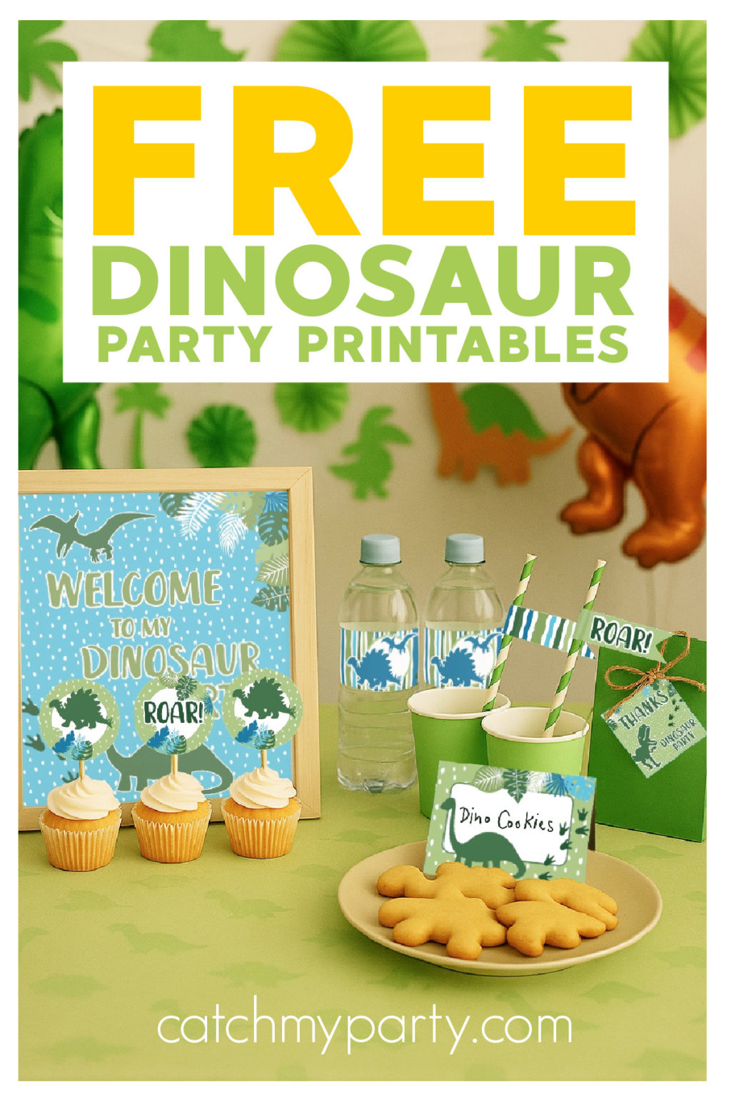Download These Free Dinosaur Birthday Party Printables NOW! | Catch My ...