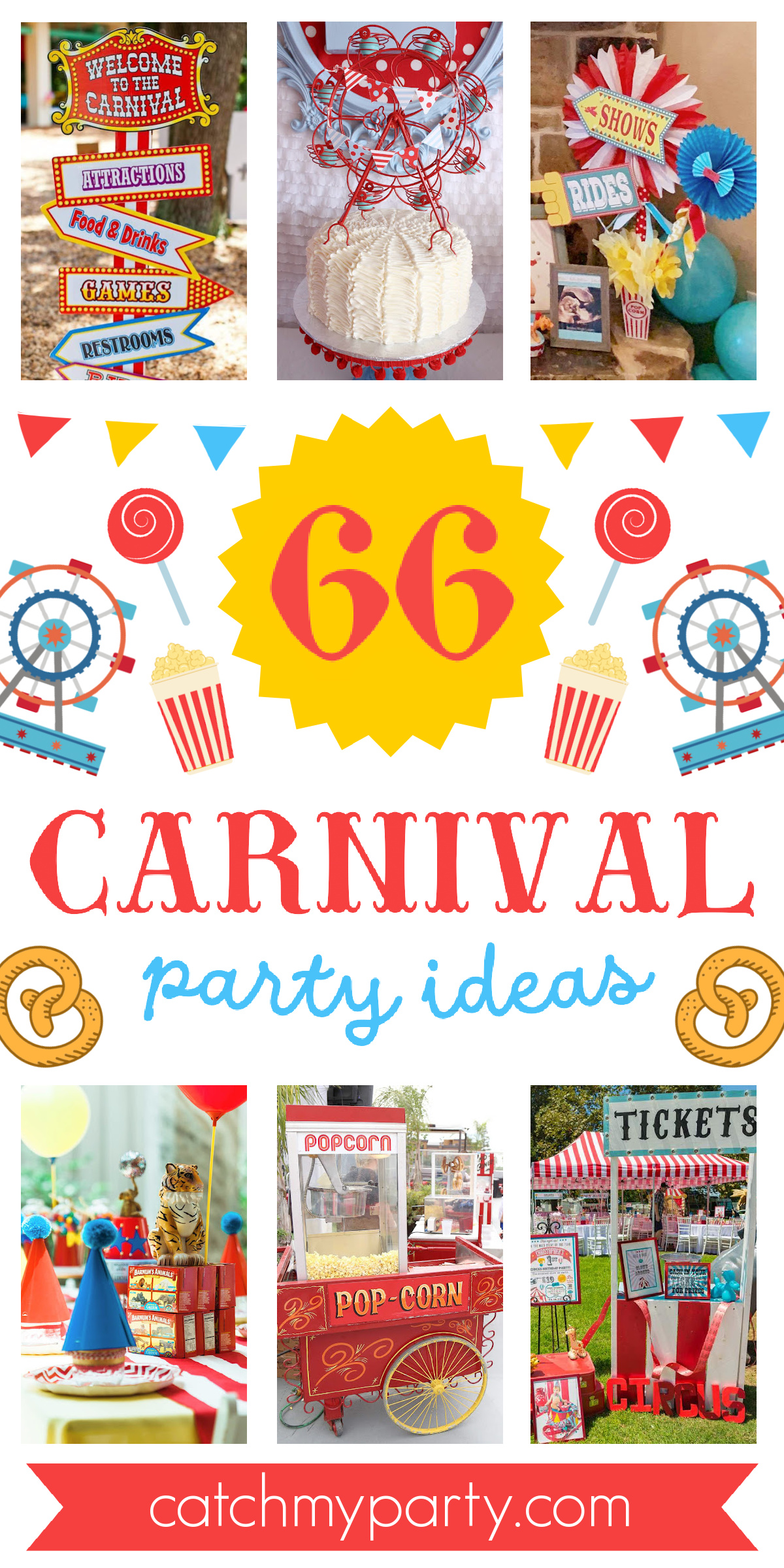 Popcorn Box Circus Carnival Party Centerpieces - 6 Sets With Es ...