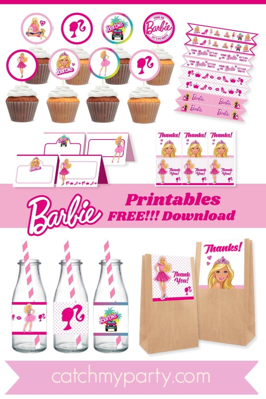 FREE BARBIE "Let's Go Party" Printables! | Catch My Party