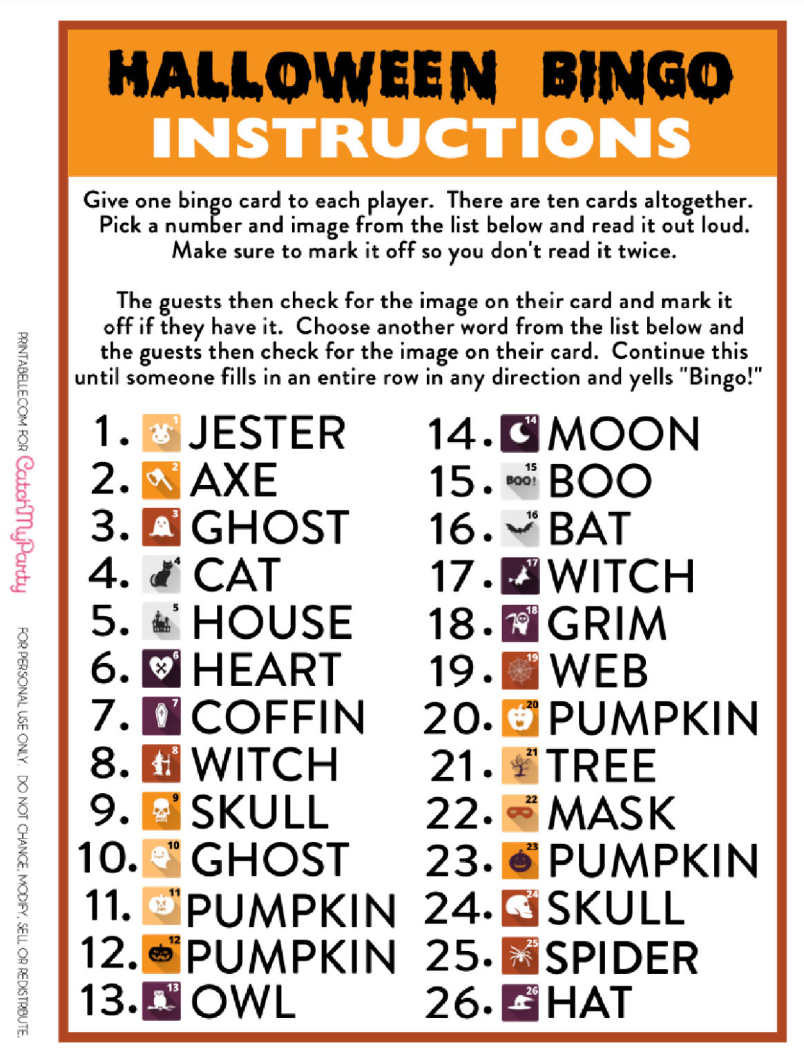 FREE Printable Halloween Bingo (10 Spooky Cards!) 🎃 | Catch My Party