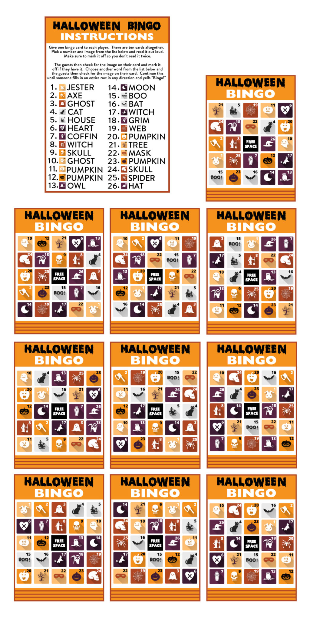FREE Printable Halloween Bingo (10 Spooky Cards!) 🎃 | Catch My Party