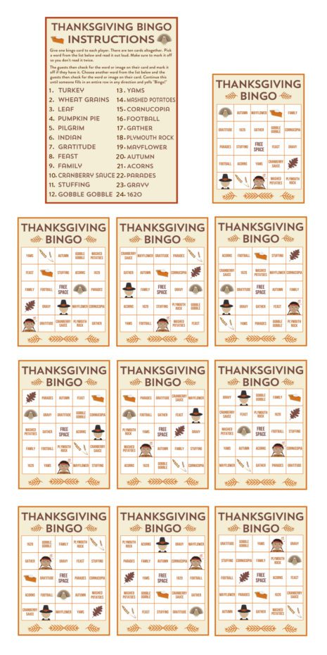 FREE Printable Thanksgiving Bingo Game (10 Cards)🦃 | Catch My Party