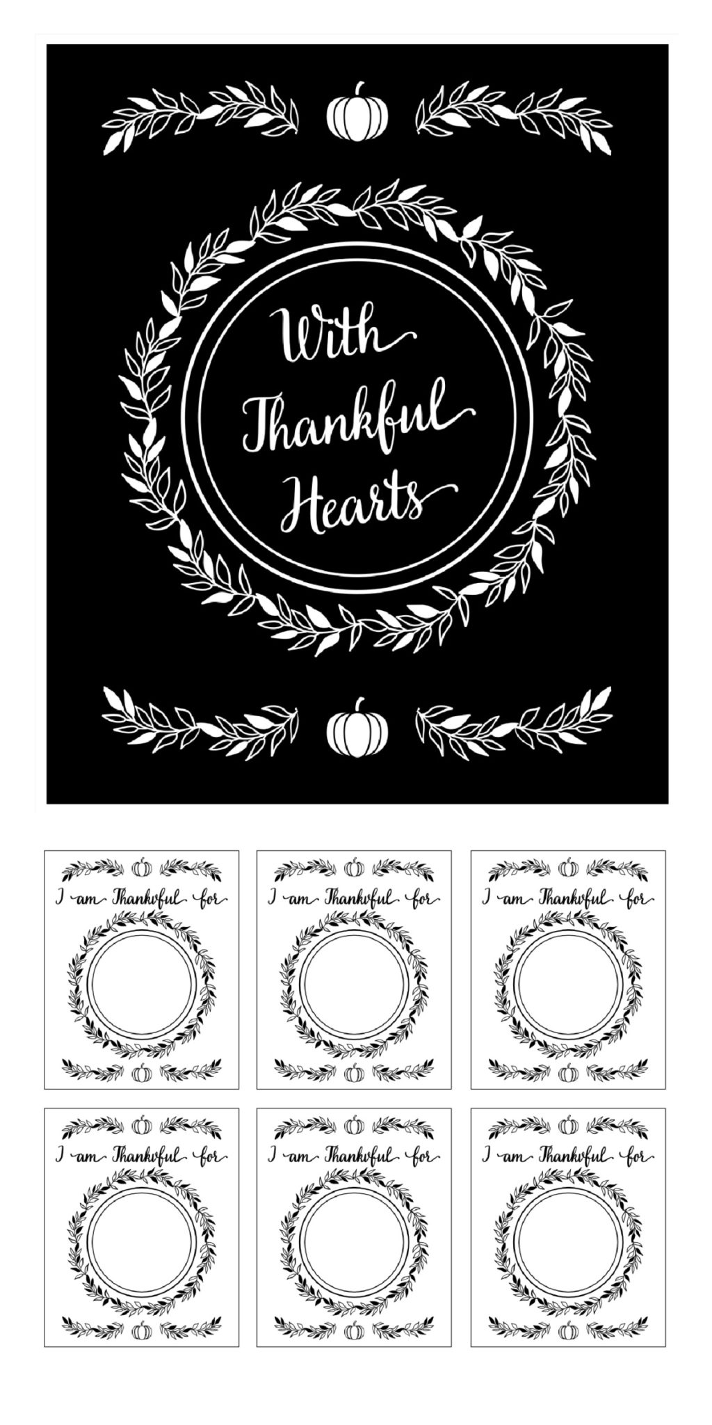 Free Printable "With Thankful Hearts" Thanksgiving Sign and Cards ...