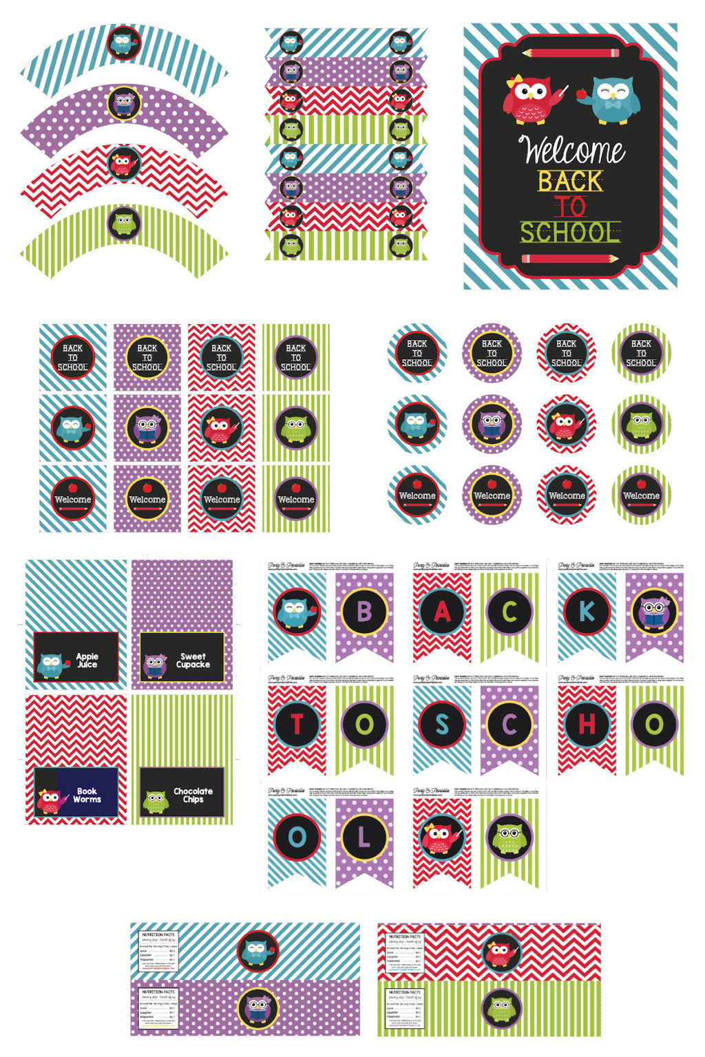 🦉 Free Owl Back-to-School Printables for Parties and Classrooms📚 ...