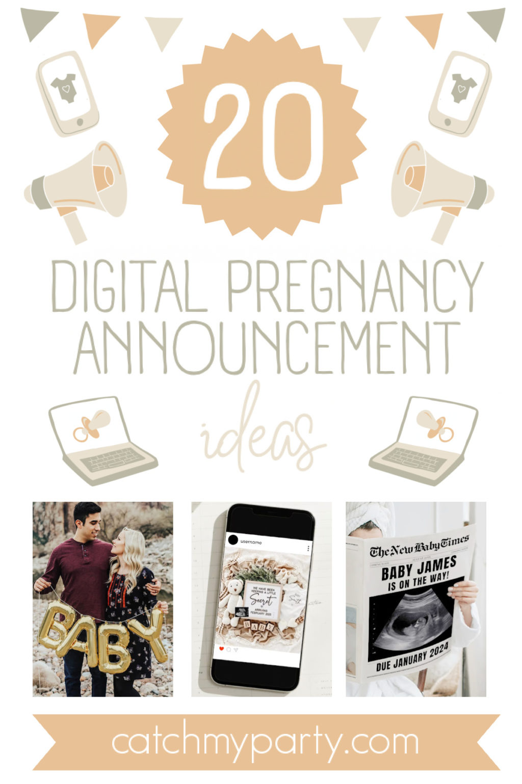 Wow! 20 Fun Digital Pregnancy Announcements! | Catch My Party