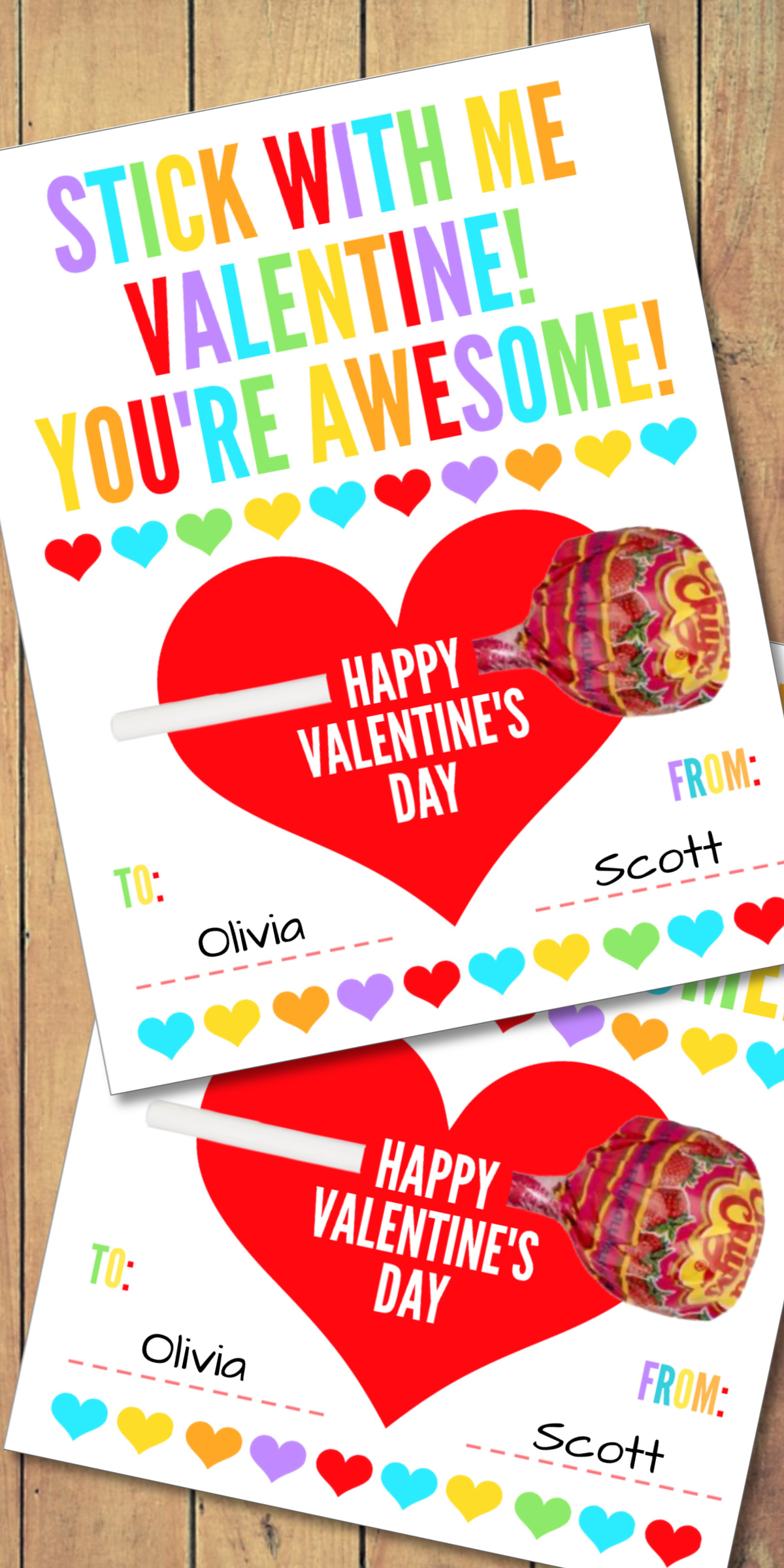 Adorable FREE Printable Lollipop Classroom Valentines! 🍭 | Catch My Party