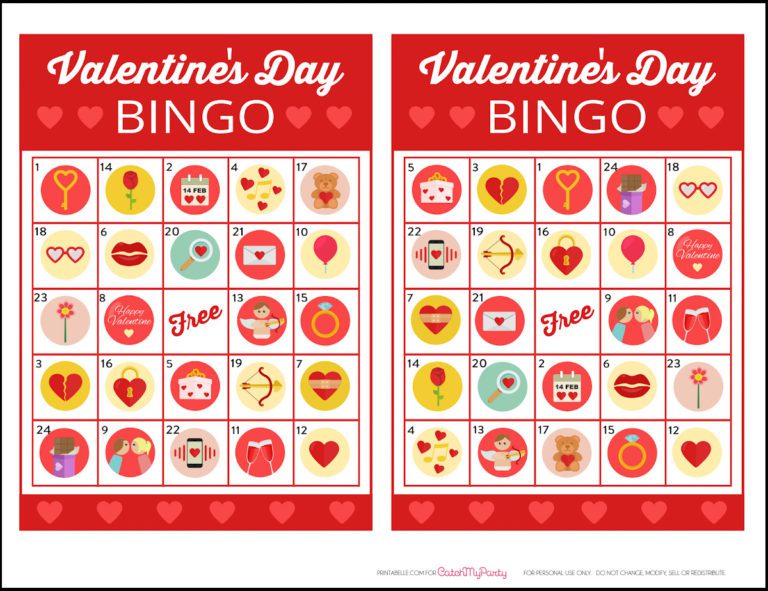 Free Printable Valentines Bingo Game (So Much Fun!) | Catch My Party
