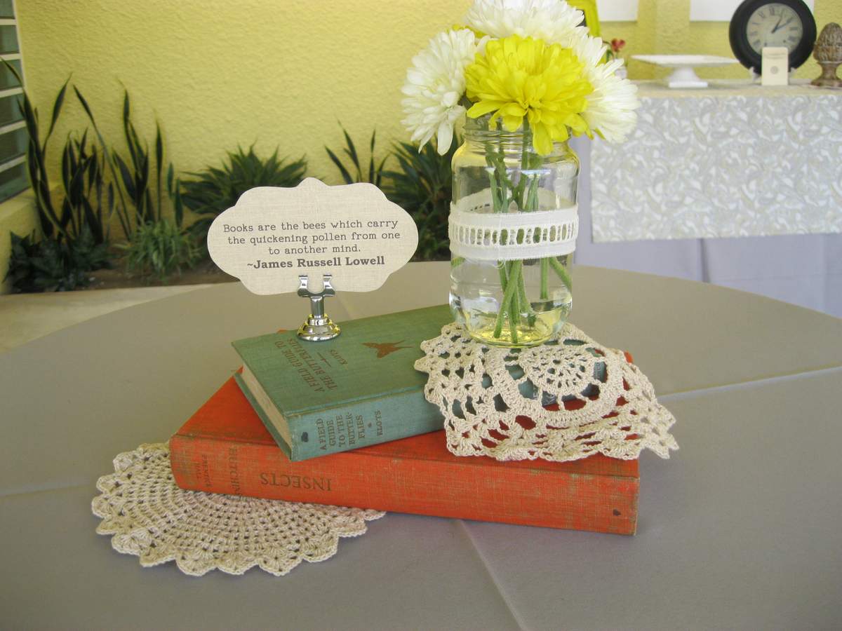 Vintage library with books about butterflies Birthday Party Ideas ...