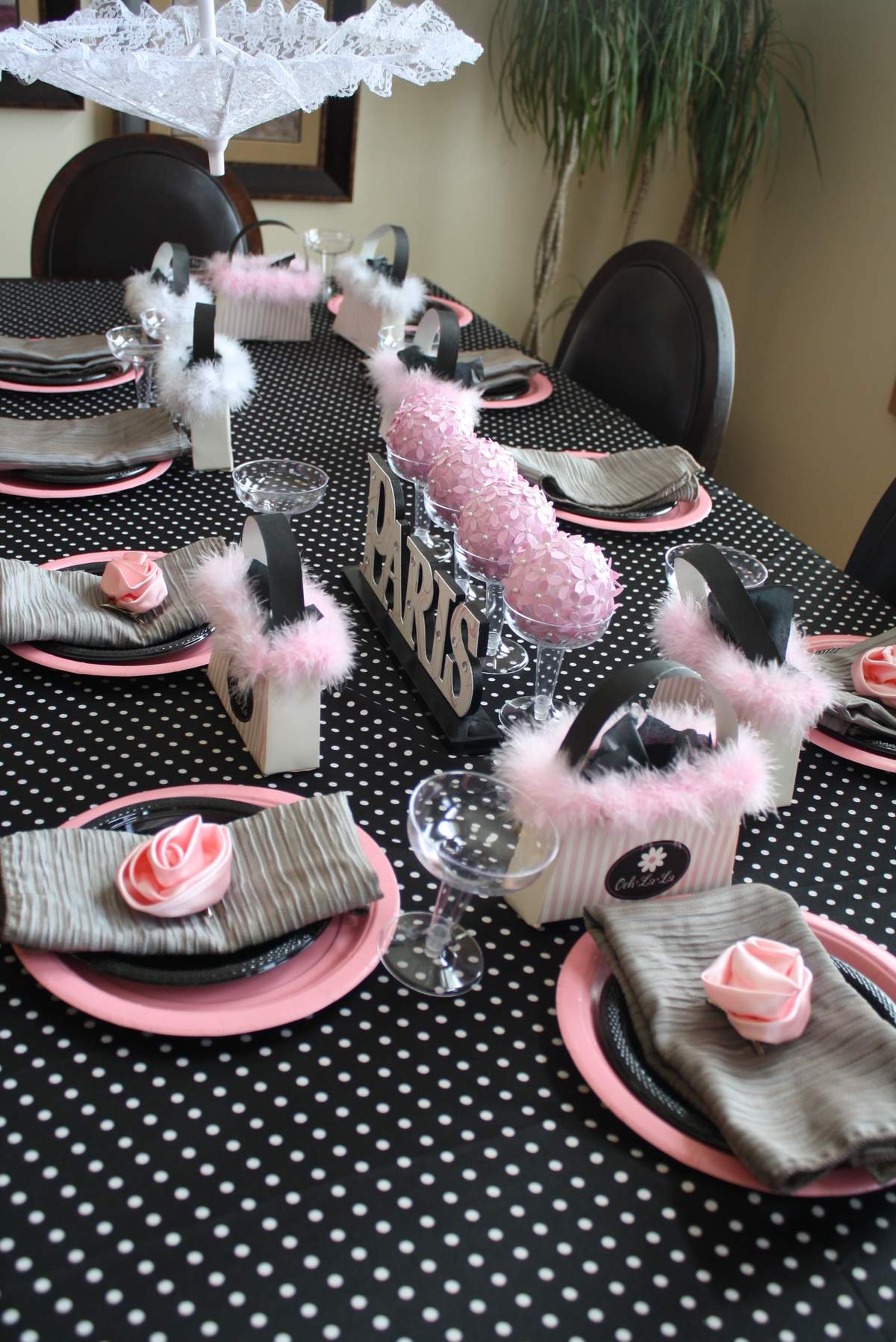 Parisian, French, Paris, Pink, Pink and black Birthday Party Ideas ...