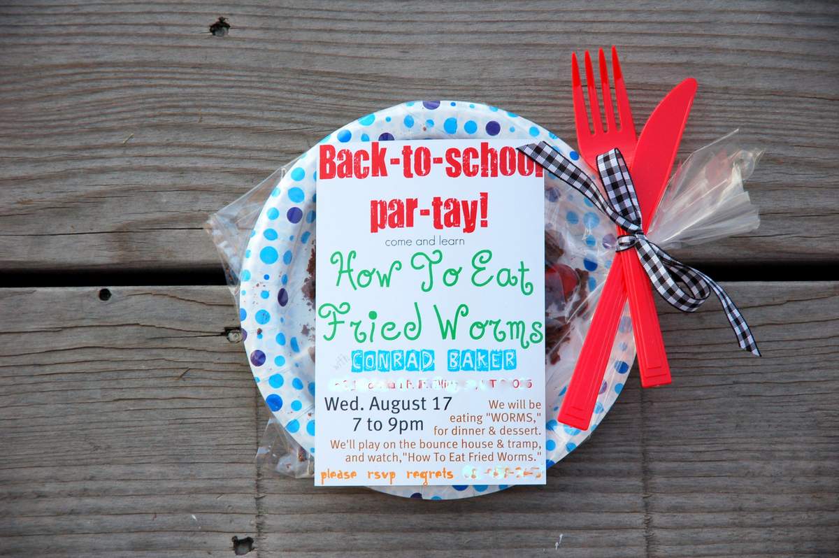 How To Eat Fried Worms Back to School Party Ideas | Photo 3 of 32 ...
