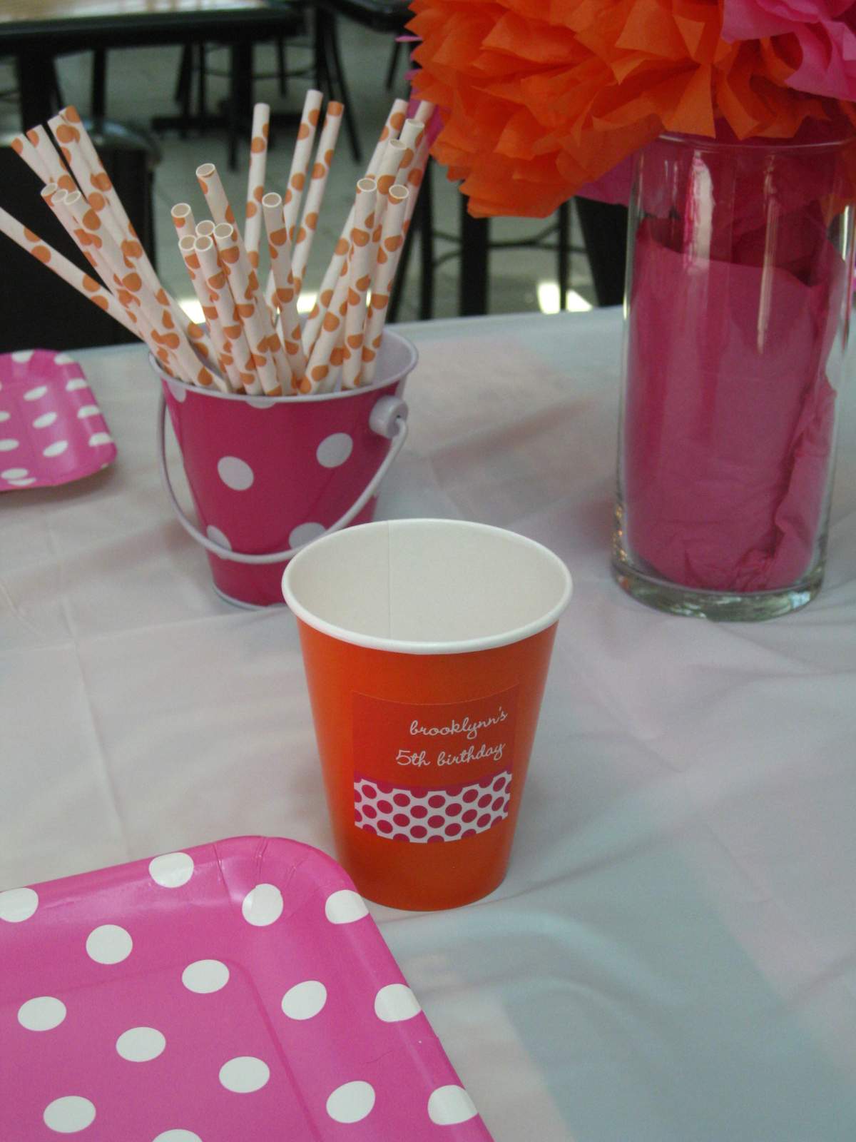 Hot Pink and Orange Polka Dot Birthday Party Ideas | Photo 4 of 11 ...
