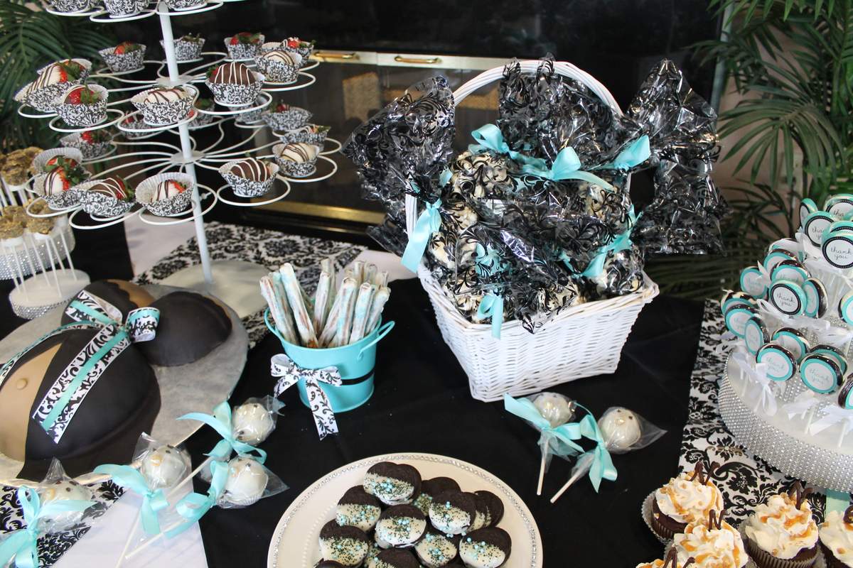 Damask and Tiffany Blue Baby Shower Party Ideas | Photo 24 of 28 ...