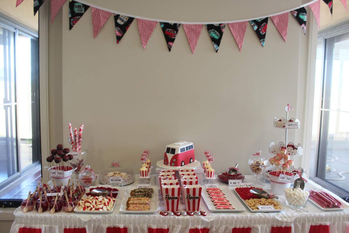 RED and white Kombi Van Birthday Party Ideas | Photo 25 of 51 | Catch ...