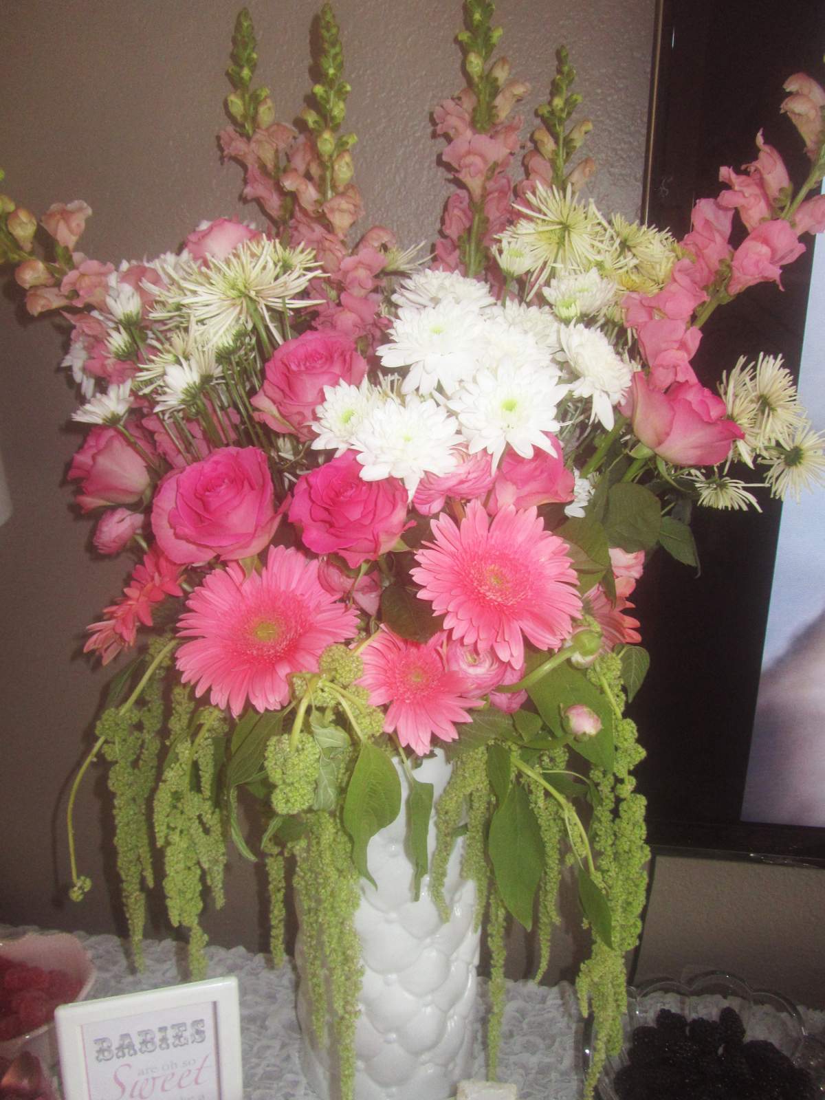 Pink and more pink Sip & See Open House Baby Shower Party Ideas | Photo ...