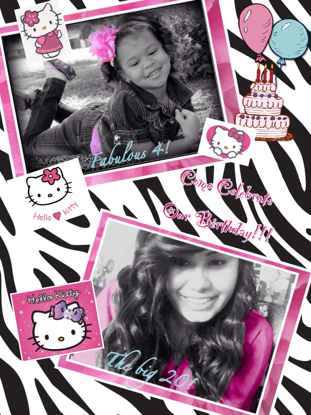 Hello Kitty Pink & Zebra / Birthday "June Babies Birthday Bash- Genesis ...