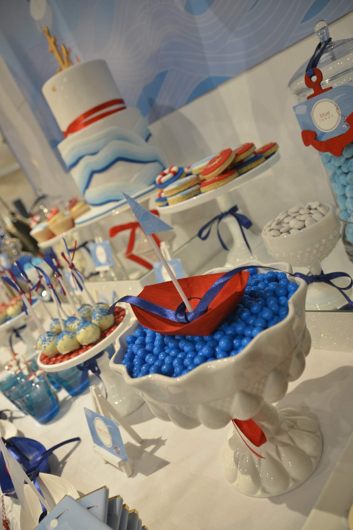 Ocean Swirl Nautical Dessert Table Baptism Party Ideas | Photo 1 of 20 ...