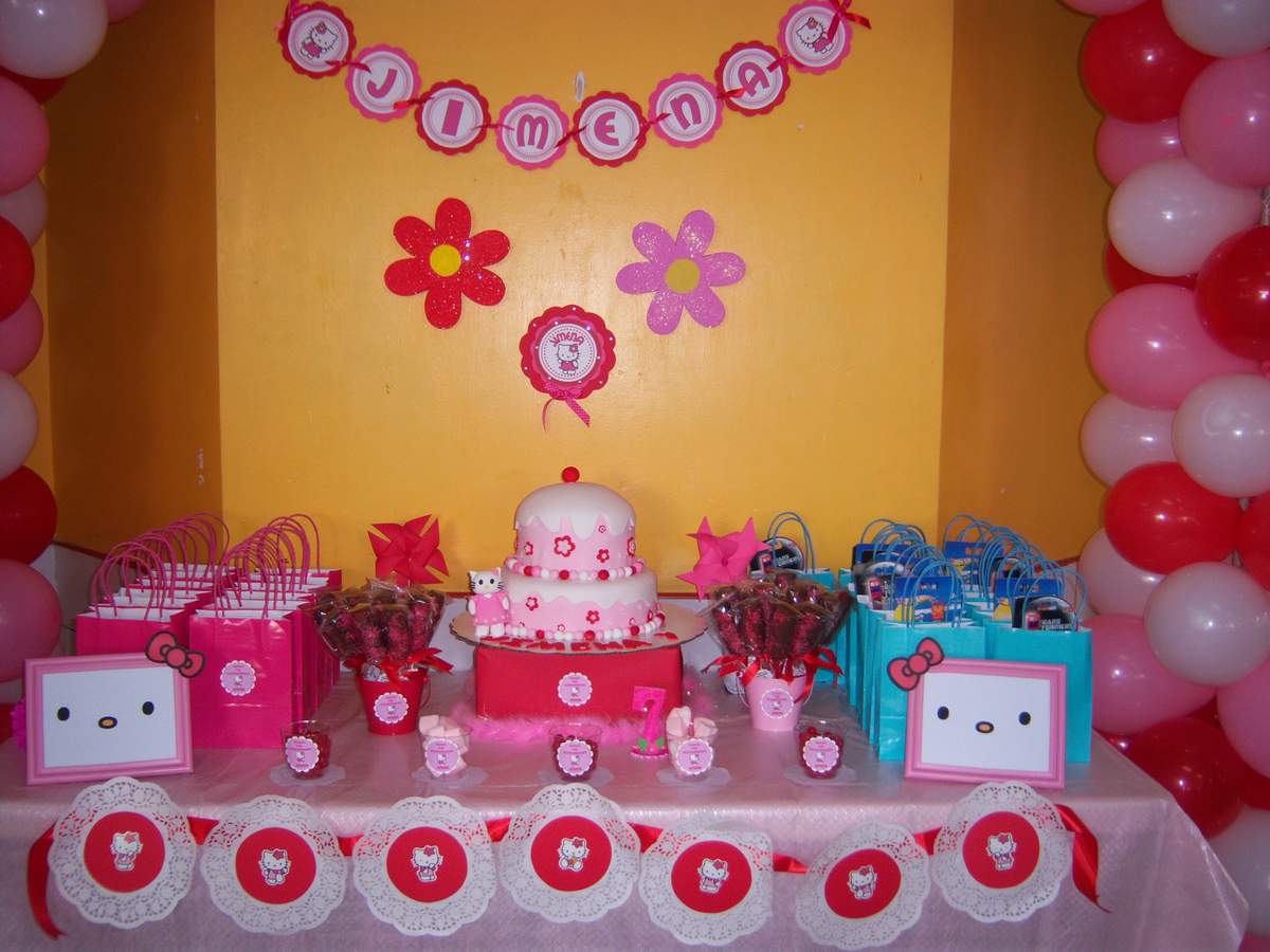 Pink and red Hello Kitty / Birthday "Jimena's 7th Birthday" | Catch My ...