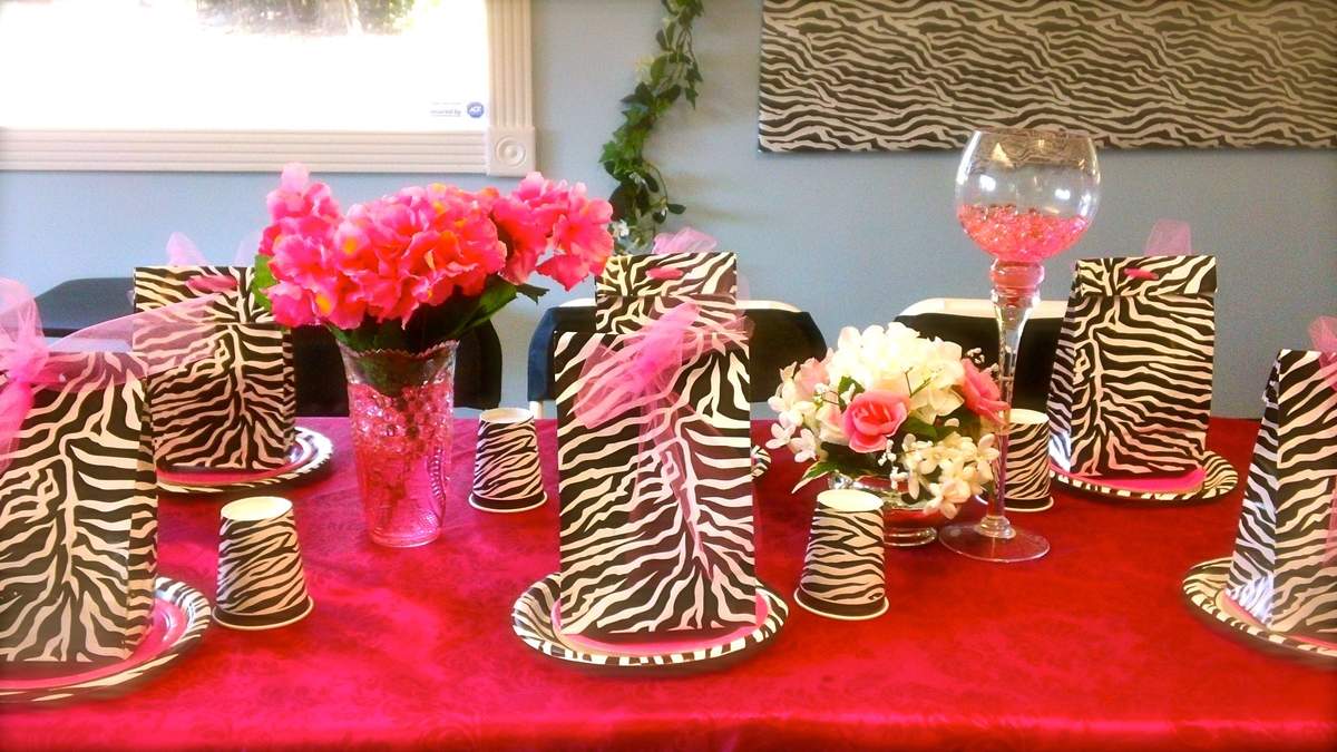 Zebra & Hot Pink - Princess Party Birthday Party Ideas | Photo 9 of 12 ...