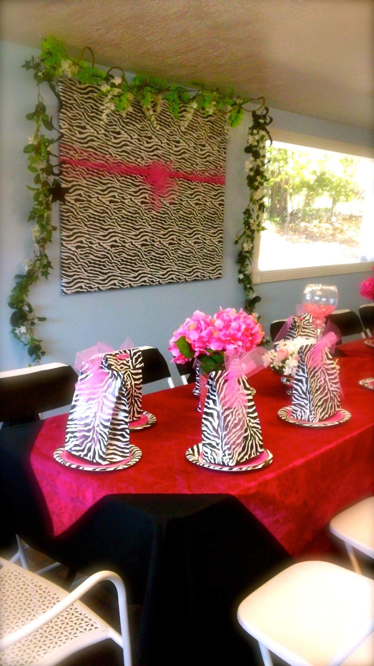 Zebra & Hot Pink - Princess Party Birthday Party Ideas | Photo 9 of 12 ...