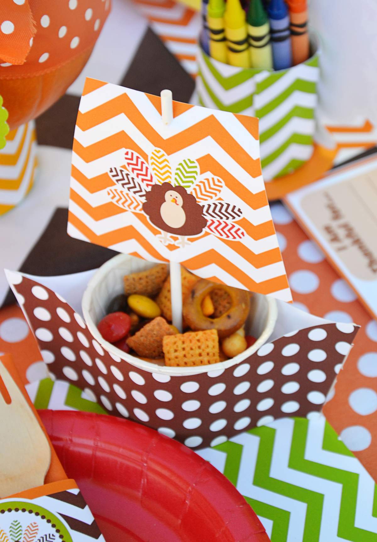 colorful chevron/polkadots Thanksgiving/Fall Party Ideas | Photo 38 of ...