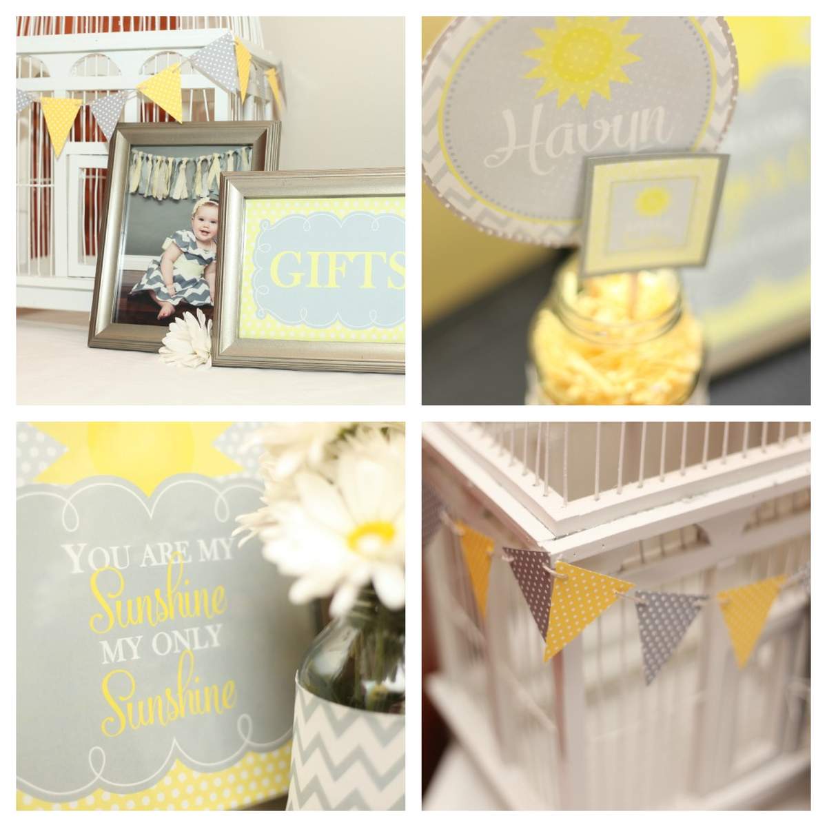 Yellow & Grey Sunshine Birthday Party Ideas | Photo 6 of 11 | Catch My ...