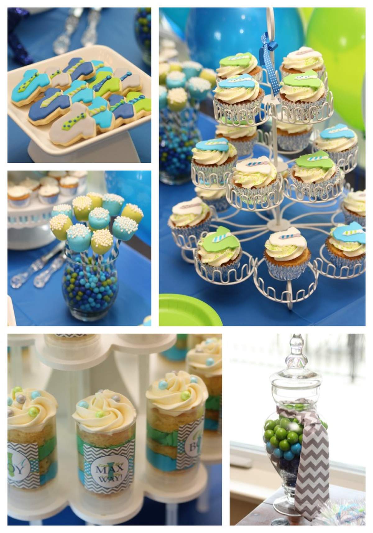 Lime Green & Aqua Blue Necktie Little Man Shower Baby Shower Party ...