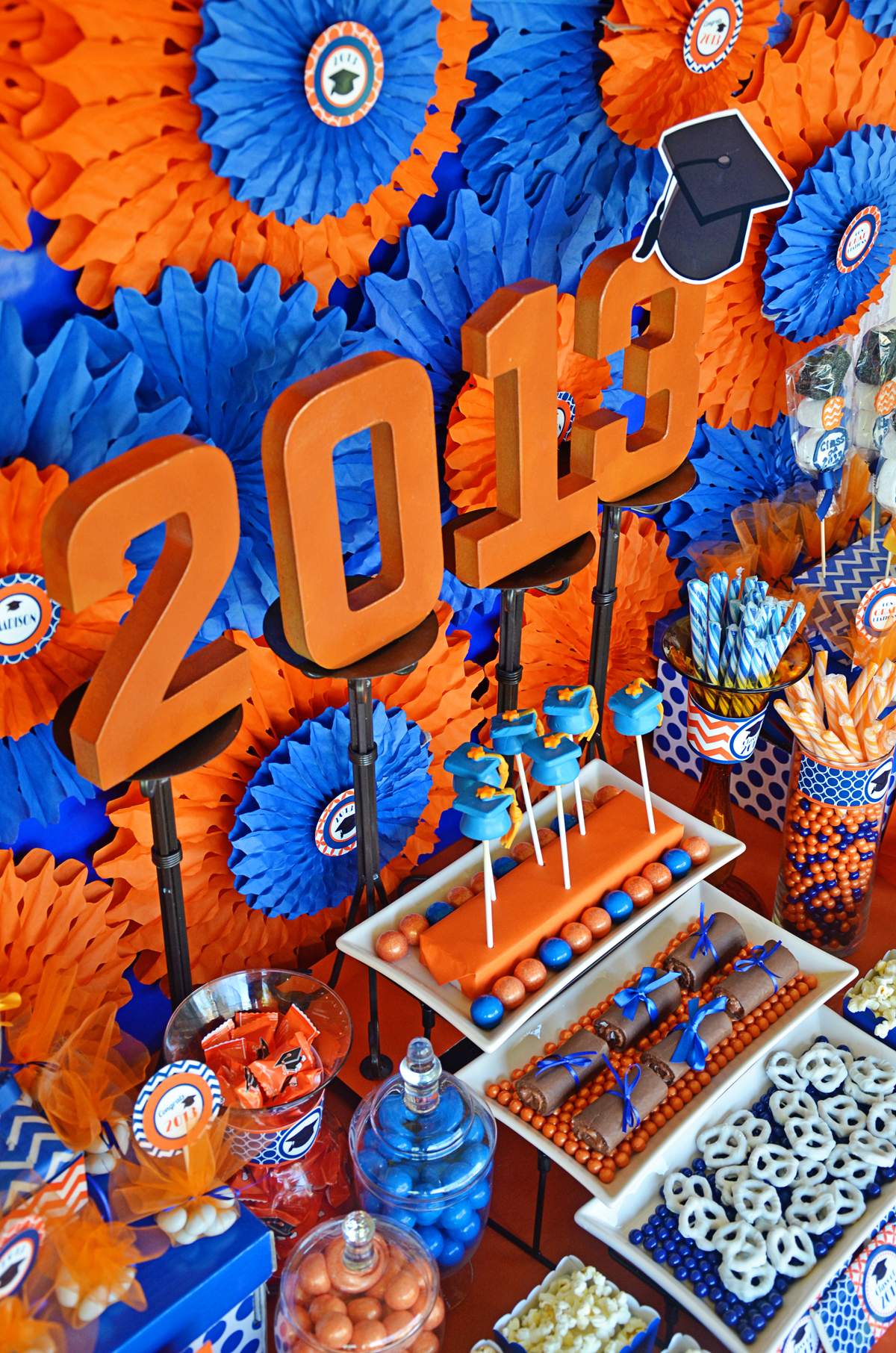 Orange/blue Graduation/End of School Party Ideas | Photo 1 of 40 ...
