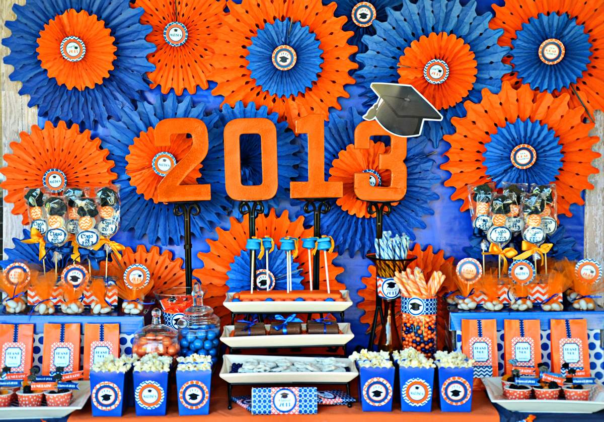 Orange/blue Graduation/End of School Party Ideas | Photo 1 of 40 ...