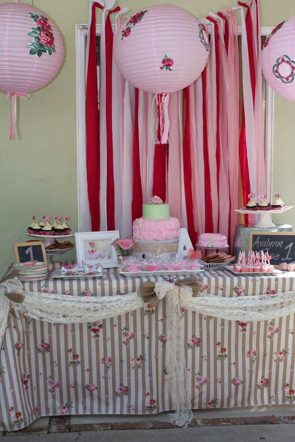 Rose Theme 1st Birthday Birthday Party Ideas | Photo 1 of 31 | Catch My ...