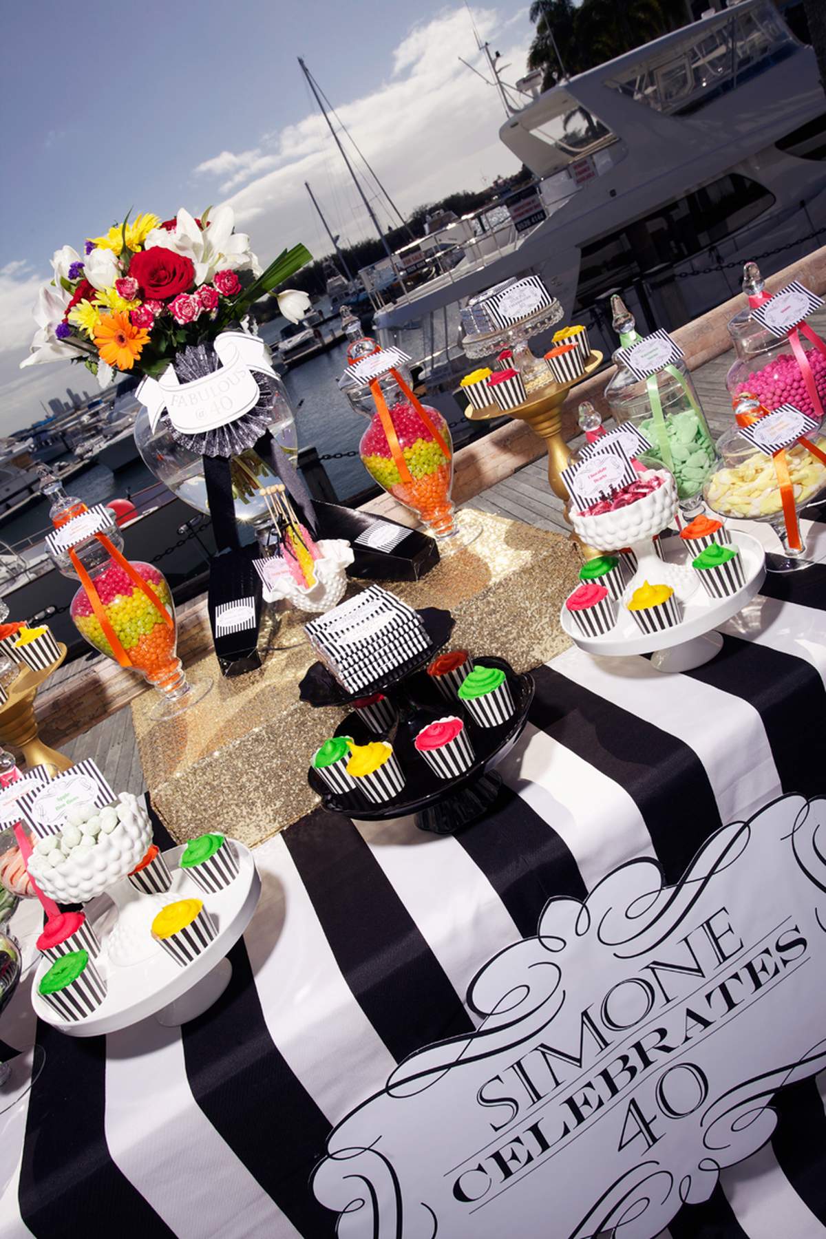 black & white with pops of bright colours Birthday Party Ideas | Photo ...