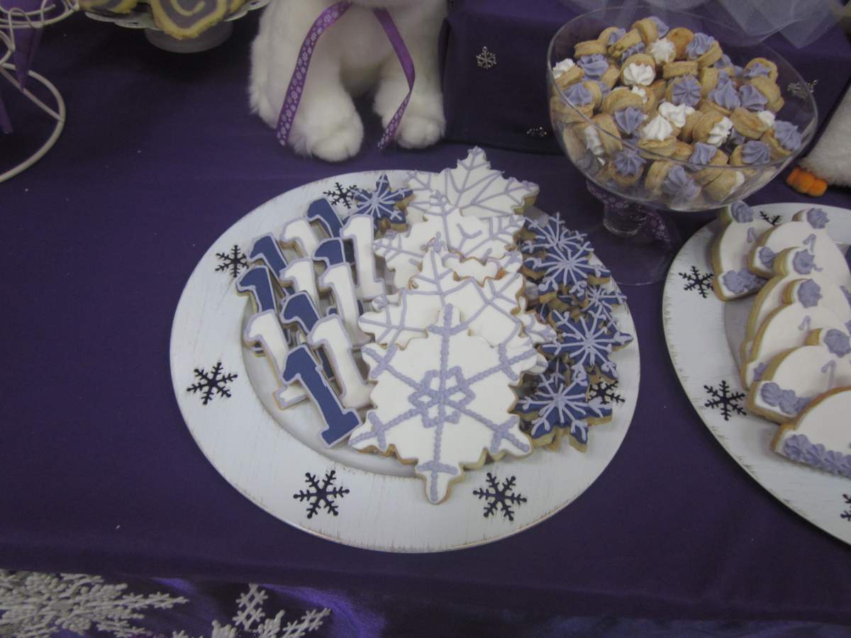winter, snowmen, snowflakes, purple and white Birthday Party Ideas ...