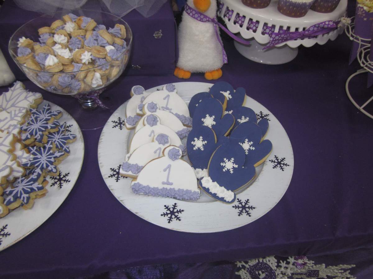 winter, snowmen, snowflakes, purple and white Birthday Party Ideas ...