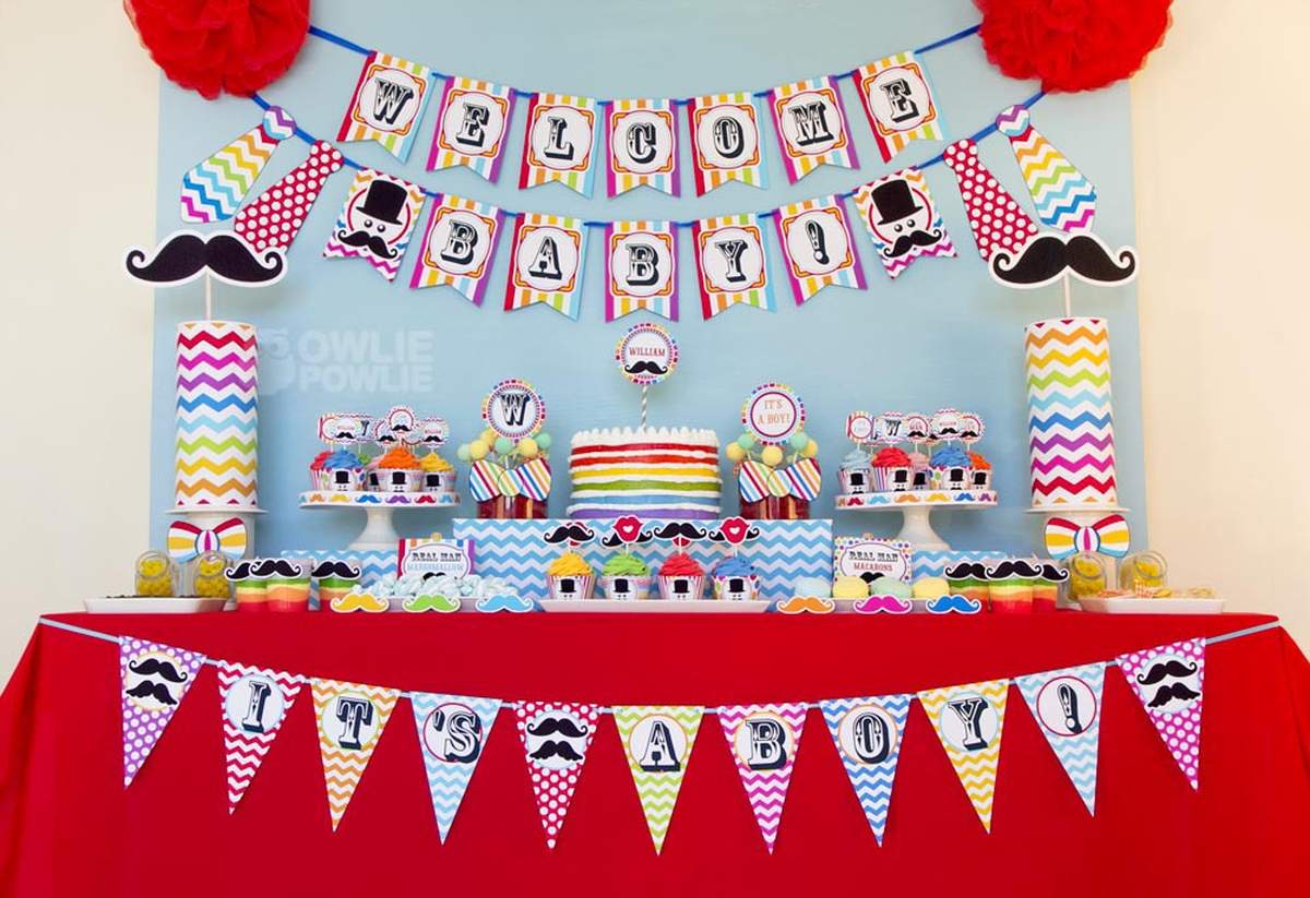 Little Man Mustache Bash / Baby Shower "Little Man Mustache Rainbow ...