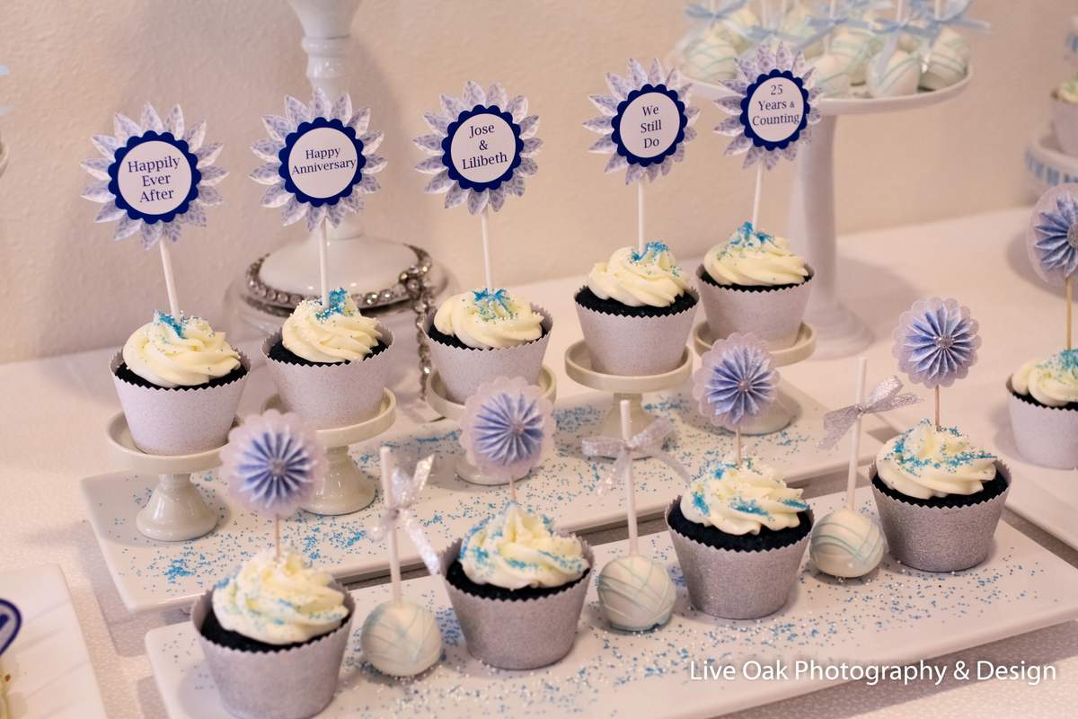 silver blue 25 25th anniversary Birthday Party Ideas | Photo 2 of 15 ...