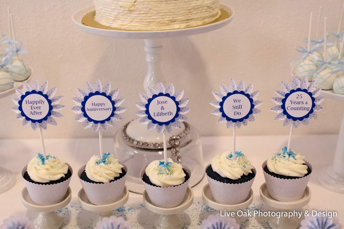 silver blue 25 25th anniversary Birthday Party Ideas | Photo 2 of 15 ...
