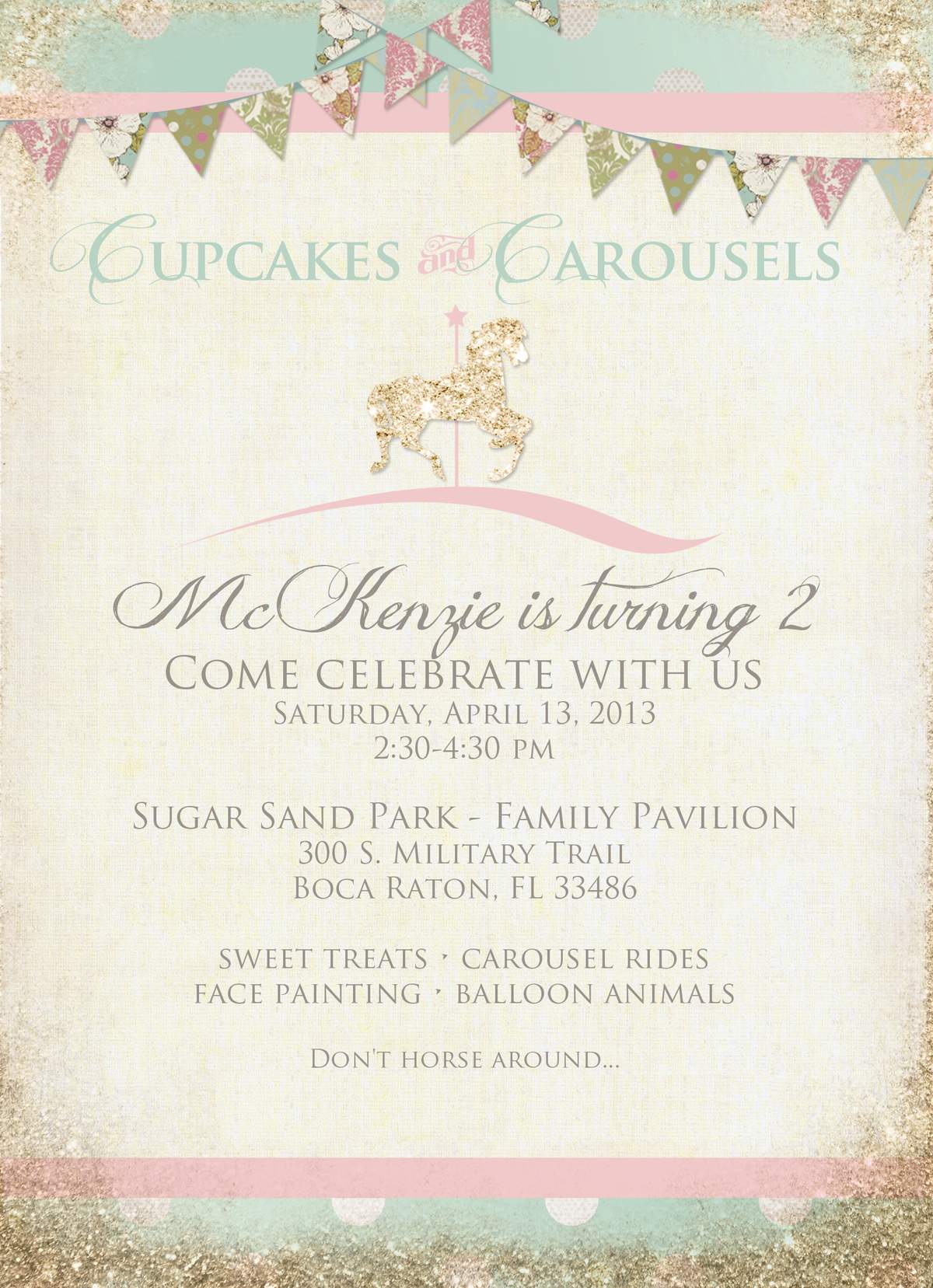 Carousel- Pink, Gold and Mint Green Birthday Party Ideas | Photo 20 of ...