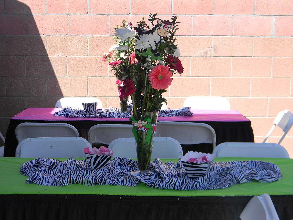 lime green/Pink/Zebra Theme Baby Shower Party Ideas | Photo 1 of 16 ...