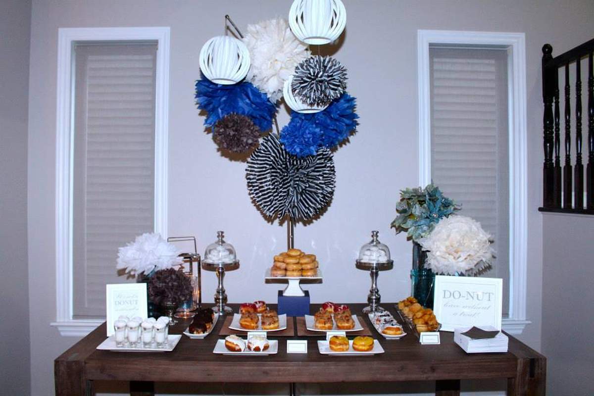Dessert table with a masculine twist, centered around the birthday boy ...